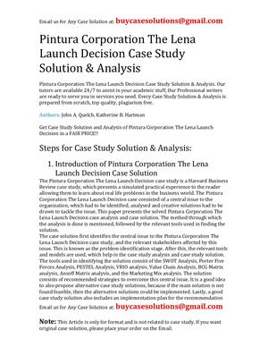 Calaméo - Pintura Corporation The Lena Launch Decision Case Study ...