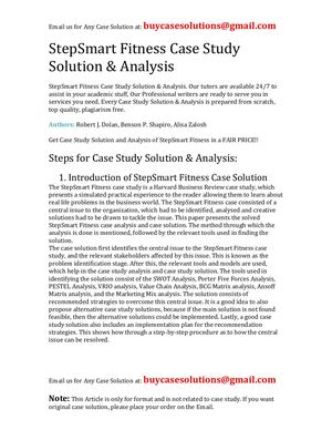 Calaméo - StepSmart Fitness Case Study Solution Analysis