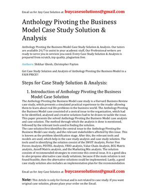 Calaméo - Anthology Pivoting The Business Model Case Study Solution ...