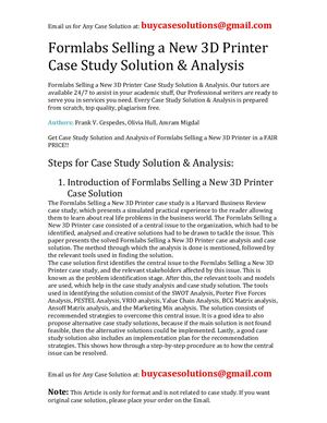 Calaméo - Formlabs Selling A New 3D Printer Case Study Solution Analysis