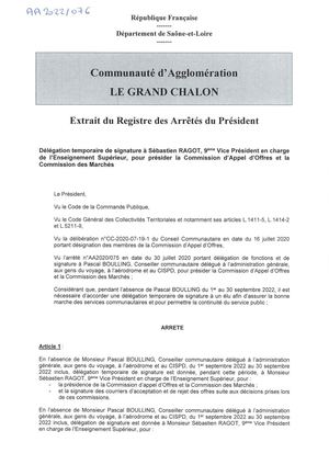 Calaméo - Délégation temporaire de signature Monsieur Sébastien RAGOT