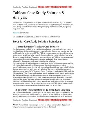 Calaméo - Tableau Case Study Solution Analysis