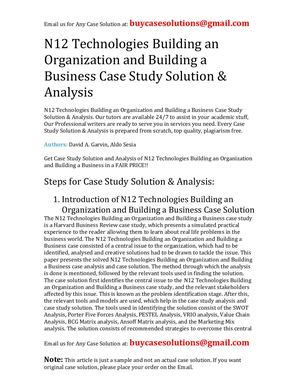 Calaméo - N12 Technologies Building An Organization And Building A Business Case Study Solution ...