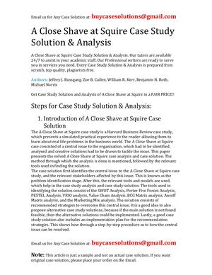 Calaméo - A Close Shave At Squire Case Study Solution Analysis