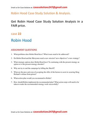 Calaméo - Robin Hood Case Study Solution Analysis