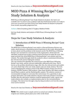 Calaméo - MOD Pizza A Winning Recipe? Case Study Solution Analysis