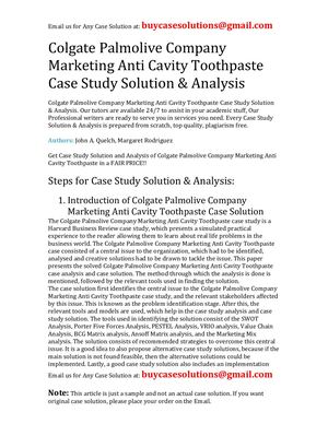 Calaméo - Colgate Palmolive Company Marketing Anti Cavity Toothpaste Case Study Solution Analysis