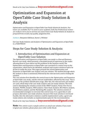 Calaméo - Optimization And Expansion At Open Table Case Study Solution Analysis