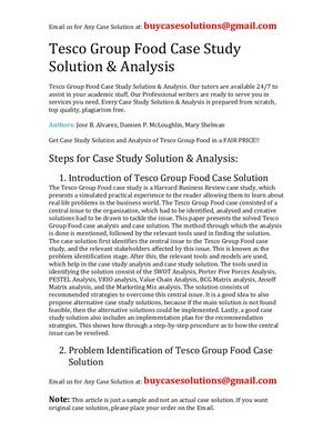 Calaméo - Tesco Group Food Case Study Solution Analysis