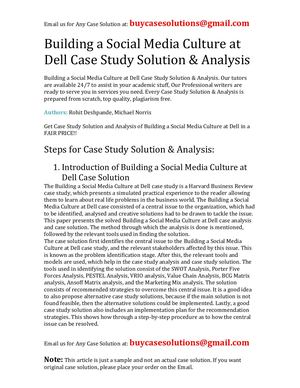Calaméo - Building A Social Media Culture At Dell Case Study Solution ...