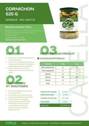 Calaméo - Fiche technique Cornichon 525g