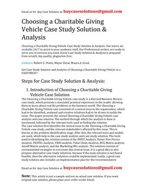 Calaméo - Choosing A Charitable Giving Vehicle Case Study Solution Analysis