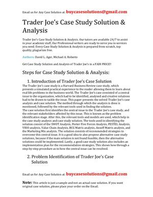 Calaméo - Trader Joe's Case Study Solution Analysis