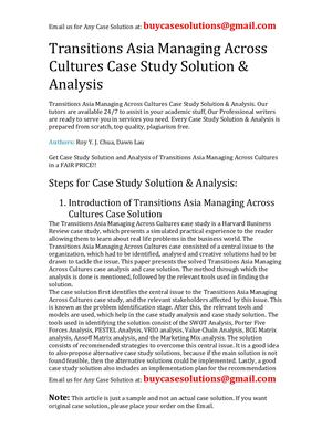 Calaméo - Transitions Asia Managing Across Cultures Case Study Solution ...