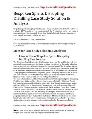 Calaméo - Bespoken Spirits Disrupting Distilling Case Study Solution Analysis