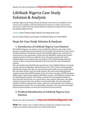 Calaméo - LifeBank Nigeria Case Study Solution Analysis