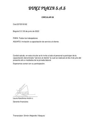 Calaméo - Circular Interna Invitando A Una Capacitación De Servicio Al ...
