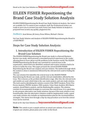 Calaméo - Eileen Fisher Repositioning The Brand Case Study Solution Analysis