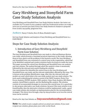 Calaméo - Gary Hirshberg And Stonyfield Farm Case Study Solution Analysis