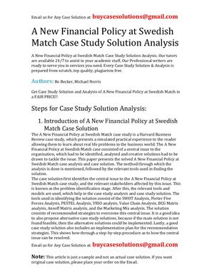 Calaméo - A New Financial Policy At Swedish Match Case Study Solution ...