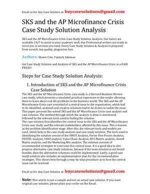 Calaméo - SKS And The AP Microfinance Crisis Case Study Solution Analysis