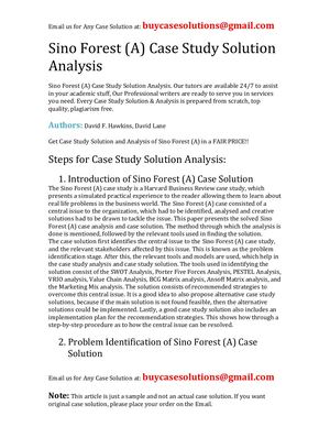 Calaméo - Sino Forest (A) Case Study Solution Analysis