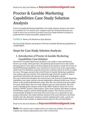 Calaméo - Procter & Gamble Marketing Capabilities Case Study Solution Analysis