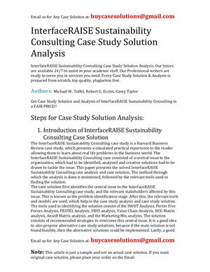 Calaméo - InterfaceRAISE Sustainability Consulting Case Study Solution Analysis