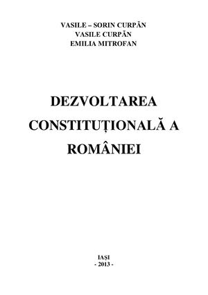 Calaméo - Curpan, Sorin Vasile - Dezvoltarea Constitutionala A Romaniei