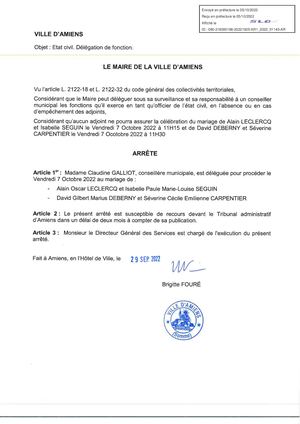 Calaméo - Arrêté De Délègation De Fonction, Etat Civil, Mme C Galliot ...
