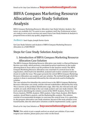 Calaméo - BBVA Compass Marketing Resource Allocation Case Study Solution Analysis