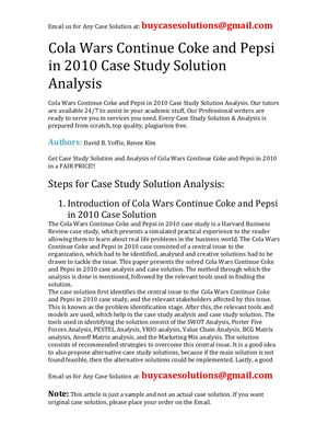 Calaméo - Cola Wars Continue Coke And Pepsi In 2010 Case Study Solution Analysis