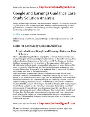 Calaméo - Google And Earnings Guidance Case Study Solution Analysis