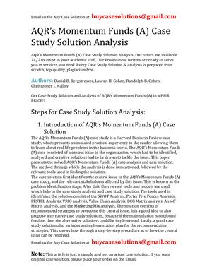 Calaméo - AQR's Momentum Funds (A) Case Study Solution Analysis