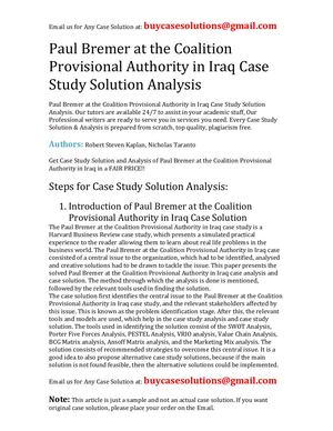 Calaméo - Paul Bremer At The Coalition Provisional Authority In Iraq ...