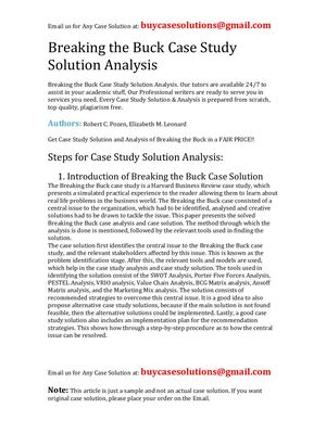 Calaméo - Breaking The Buck Case Study Solution Analysis
