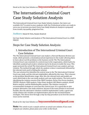 Calaméo - The International Criminal Court Case Study Solution Analysis