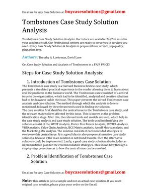 Calaméo - Tombstones Case Study Solution Analysis