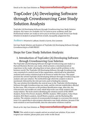 Calaméo - TopCoder (A) Developing Software Through Crowdsourcing Case Study Solution Analysis