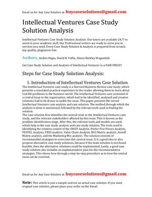 Calaméo - Intellectual Ventures Case Study Solution Analysis