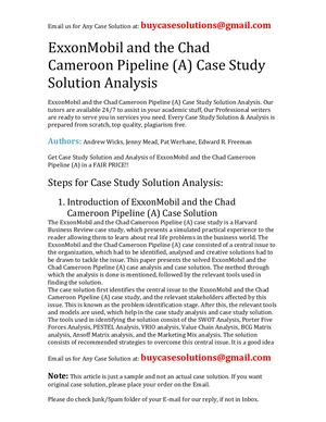 Calaméo - ExxonMobil And The Chad Cameroon Pipeline (A) Case Study ...