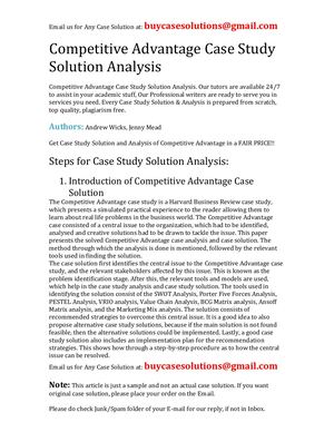 Calaméo - Competitive Advantage Case Study Solution Analysis