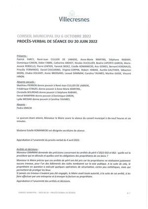 Calaméo - Proces-verbal du conseil municipal du 20 Juin 2022