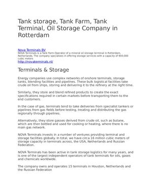 Calaméo - Tank Storage Company In Rotterdam