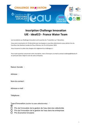 Calaméo - Inscription Challenge Innovation Pdf Remplissable
