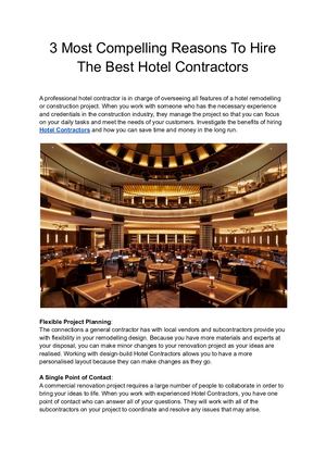 Calaméo - 3 Most Compelling Reasons To Hire The Best Hotel Contractors