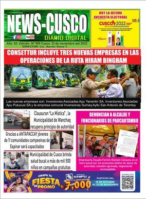 Calaméo - NEWS CUSCO 21 De Noviembre 2022