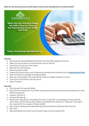 Calaméo - Quick Tips to Fix QuickBooks Error 6190 and 816