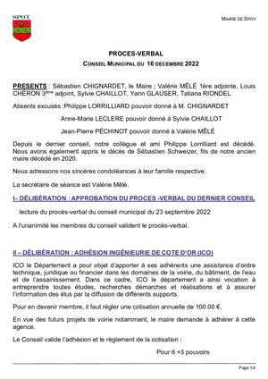 Calaméo - Procès Verbal • Conseil Municipal du 16/12/2022