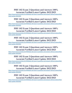 Calaméo - PHY 102 Exam 2 Questions And Answers 100